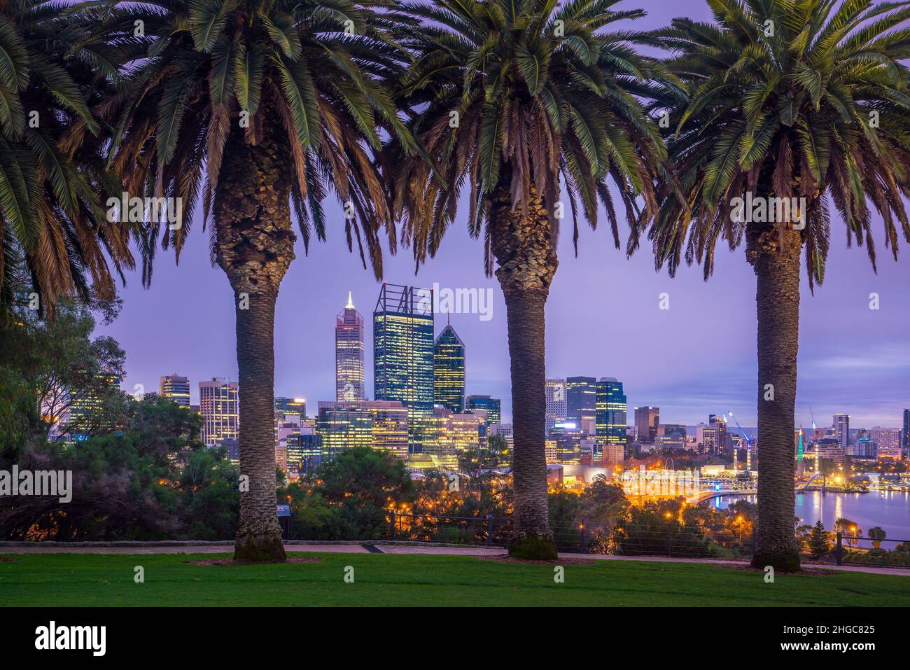 Downtown Perth skyline in Australia at twilight Stock Photo - Alamy