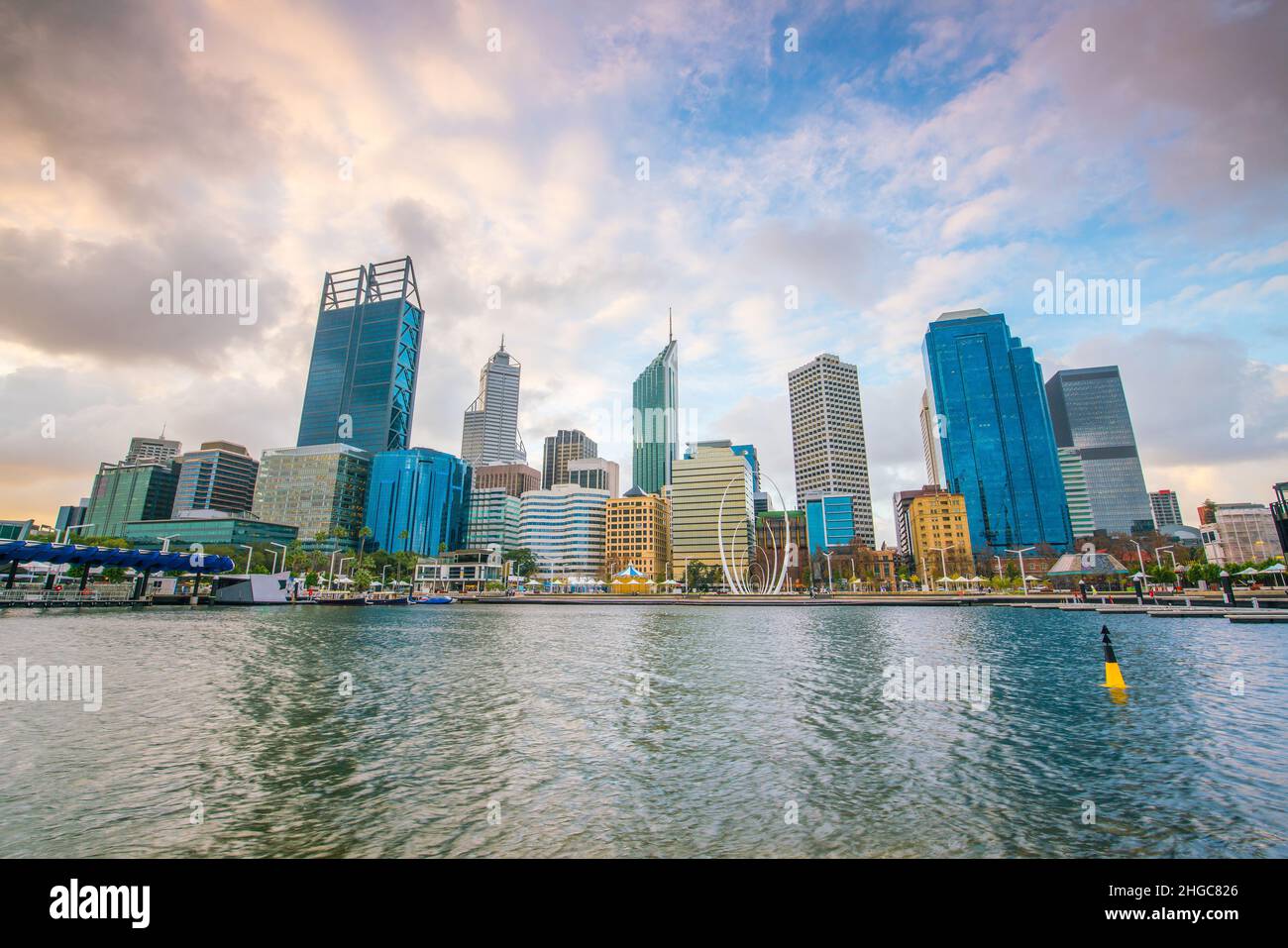 Downtown Perth skyline in Australia at twilight Stock Photo - Alamy
