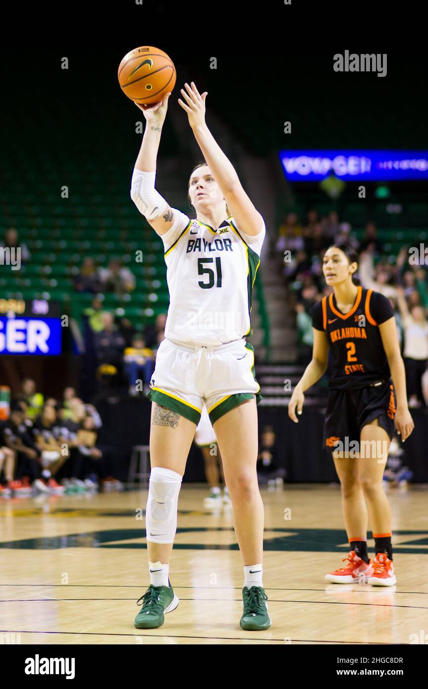 January 19 2022: Baylor Lady Bears forward Caitlin Bickle (51) shoots a ...