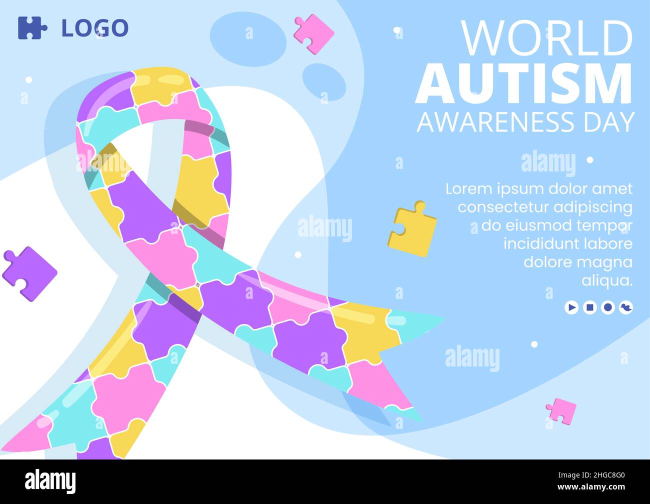 World Autism Awareness Day Post Template Flat Illustration Editable of ...