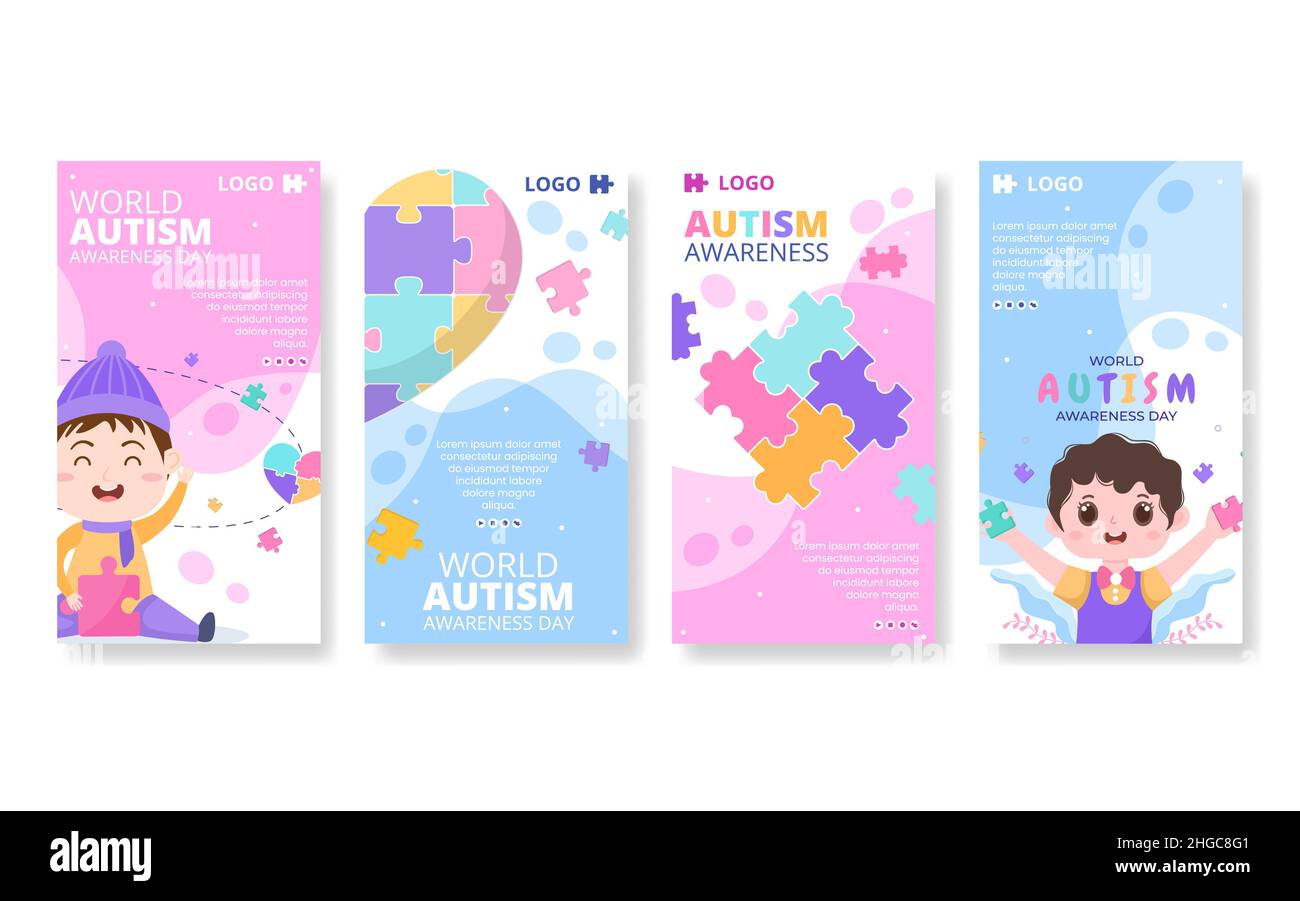 World Autism Awareness Day Post Template Flat Illustration Editable of ...