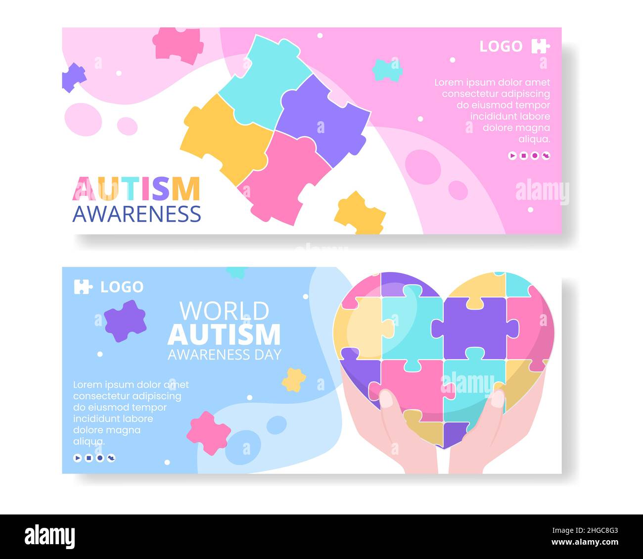 World Autism Awareness Day Post Template Flat Illustration Editable of ...