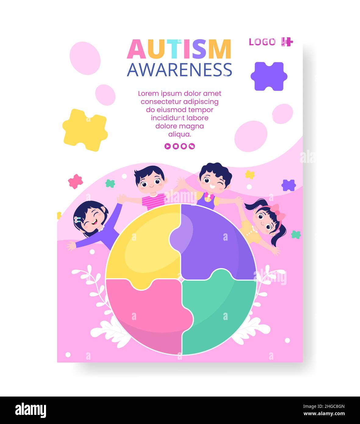 World Autism Awareness Day Post Template Flat Illustration Editable of ...