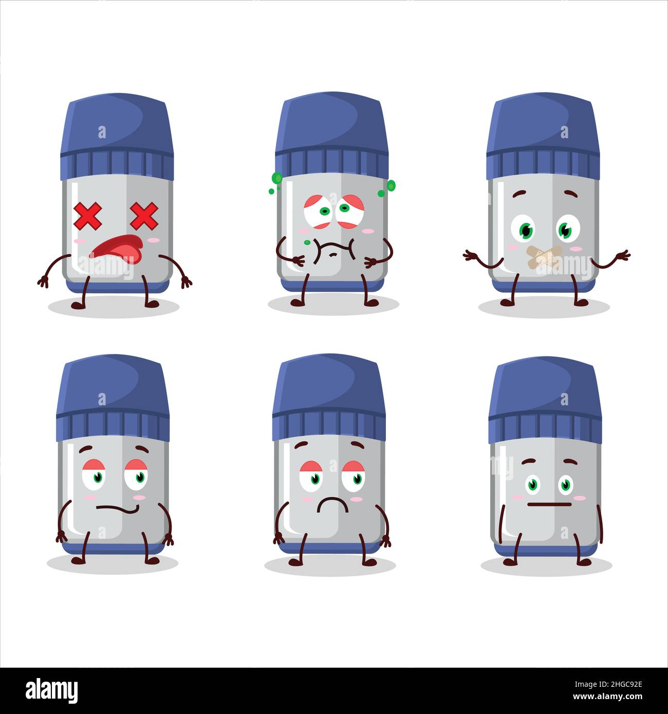 Blue whiteboard marker cartoon character with nope expression. Vector ...