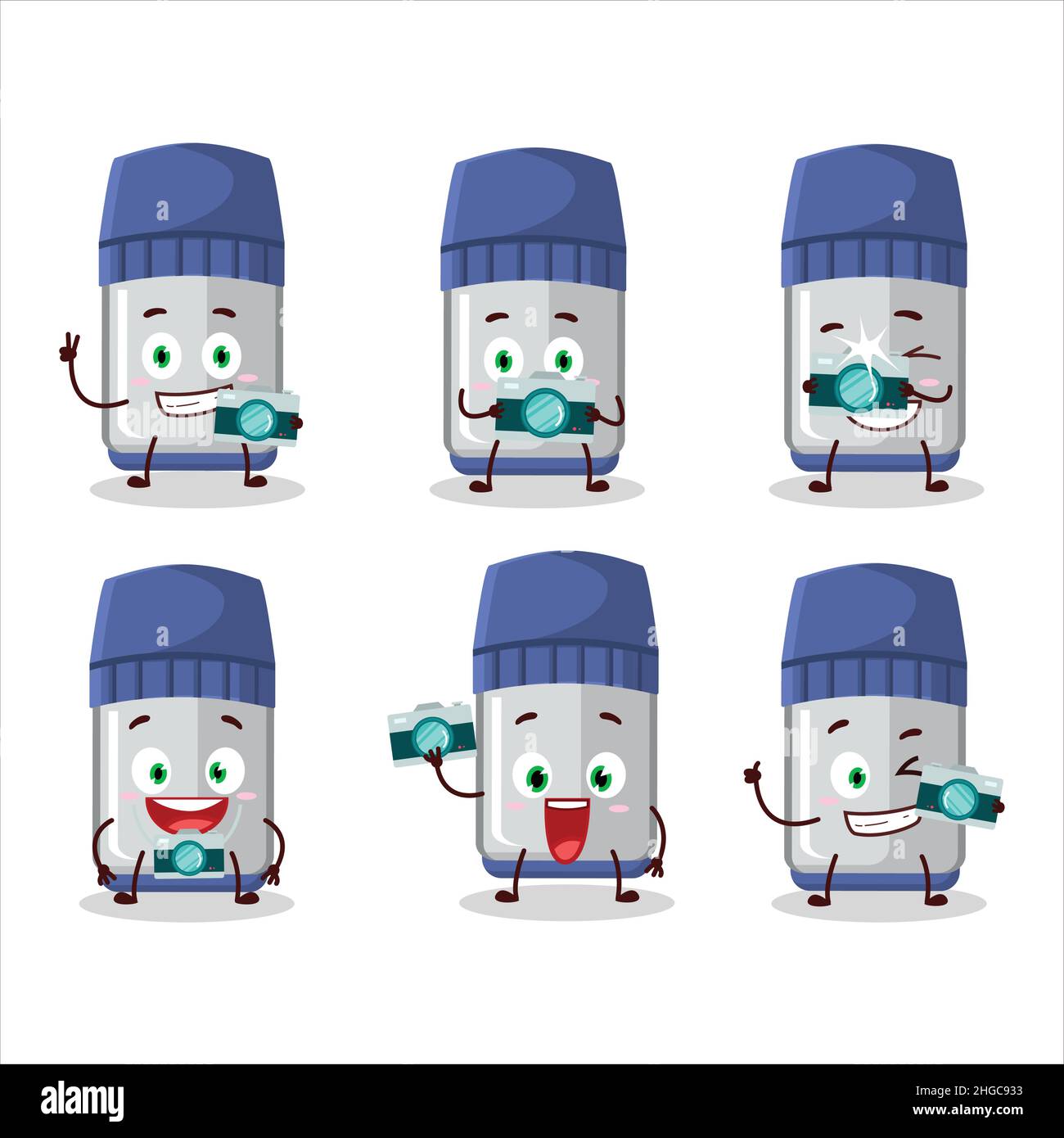 Photographer profession emoticon with blue whiteboard marker cartoon ...