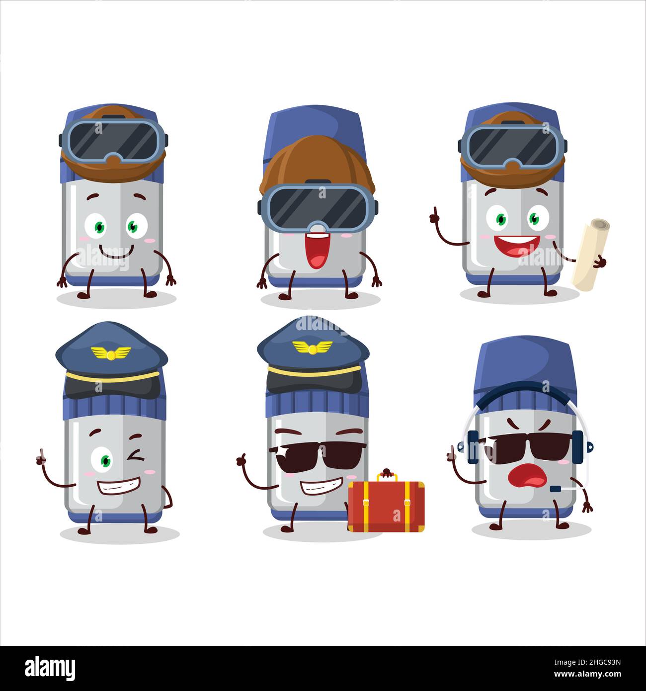 Pilot cartoon mascot blue whiteboard marker with glasses. Vector ...