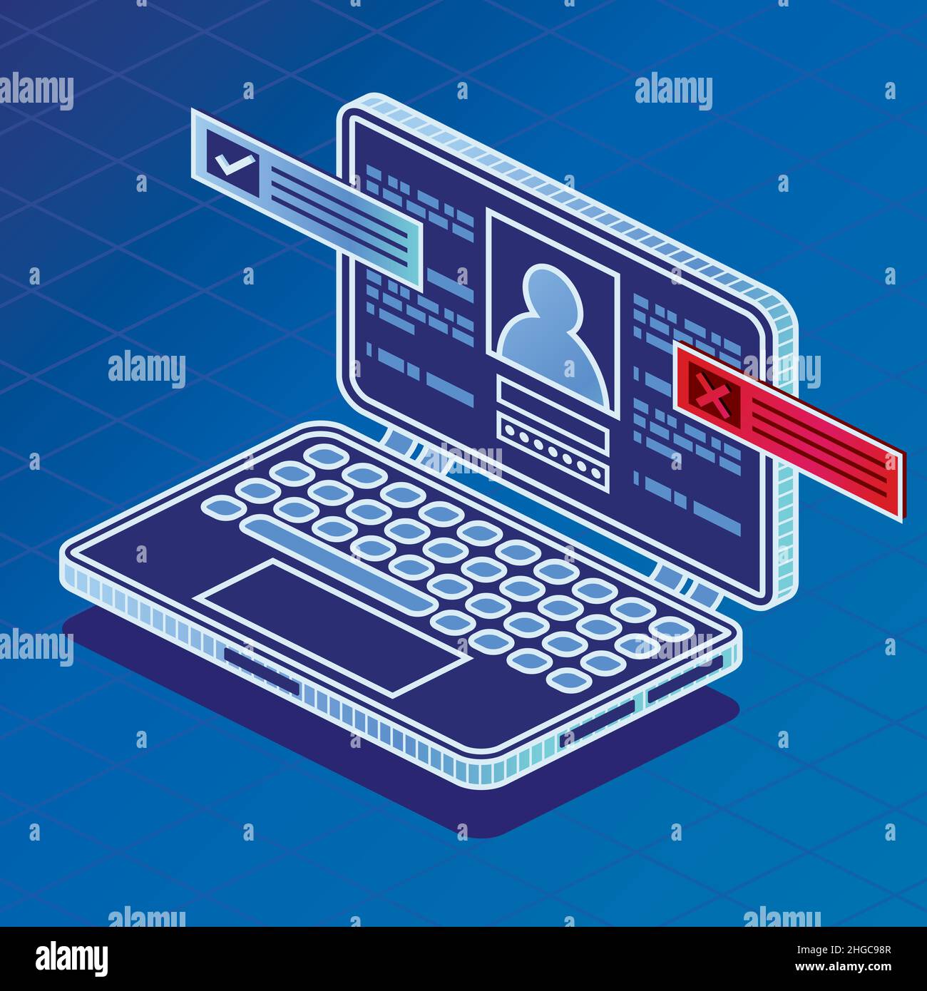 Modern Isometric Laptop Computer. Vector Illustration. Outline 3d ...
