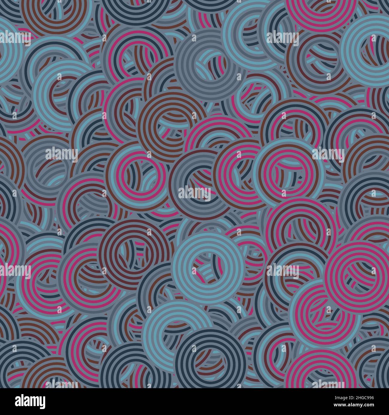 Seamless concentric circle in retro colors dizzy surface pattern design ...