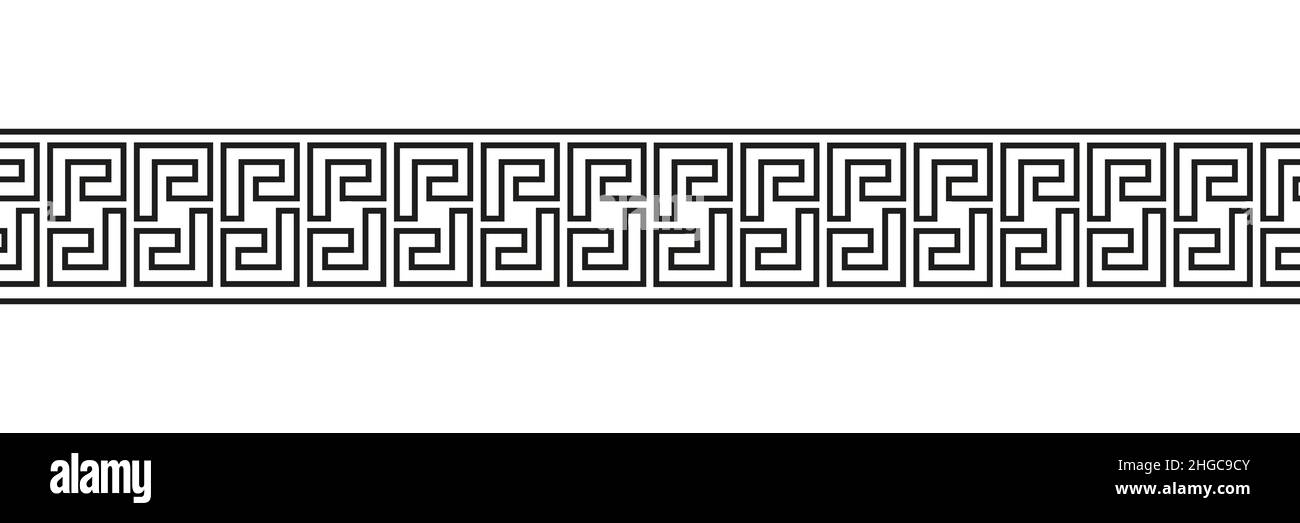 Seamless meander patterns. Greek meandros, fret or key. Black ornament ...
