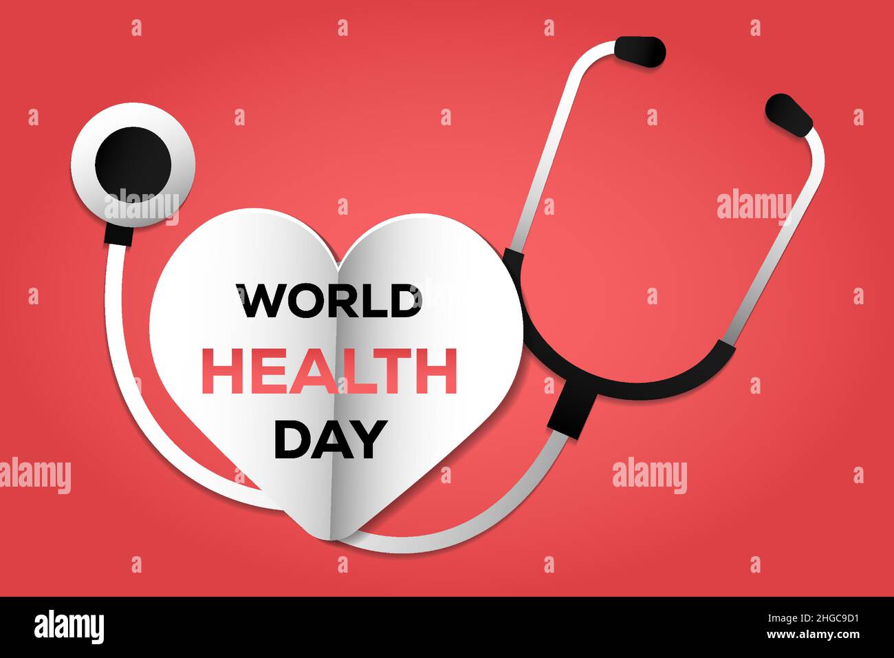 World Health Day with Stethoscope and heart symbol with the inscription ...