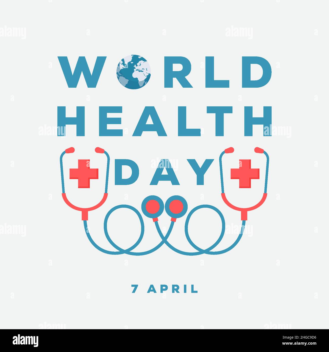world health day vector design with stethoscope and planet illustration ...