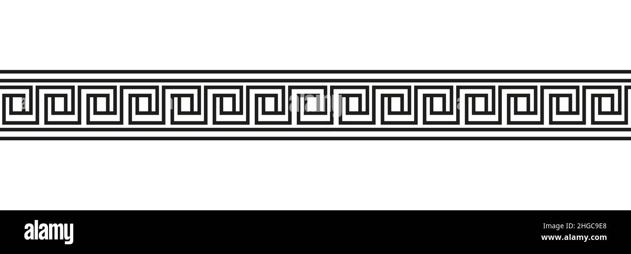 Seamless meander patterns. Greek meandros, fret or key. Black ornament ...