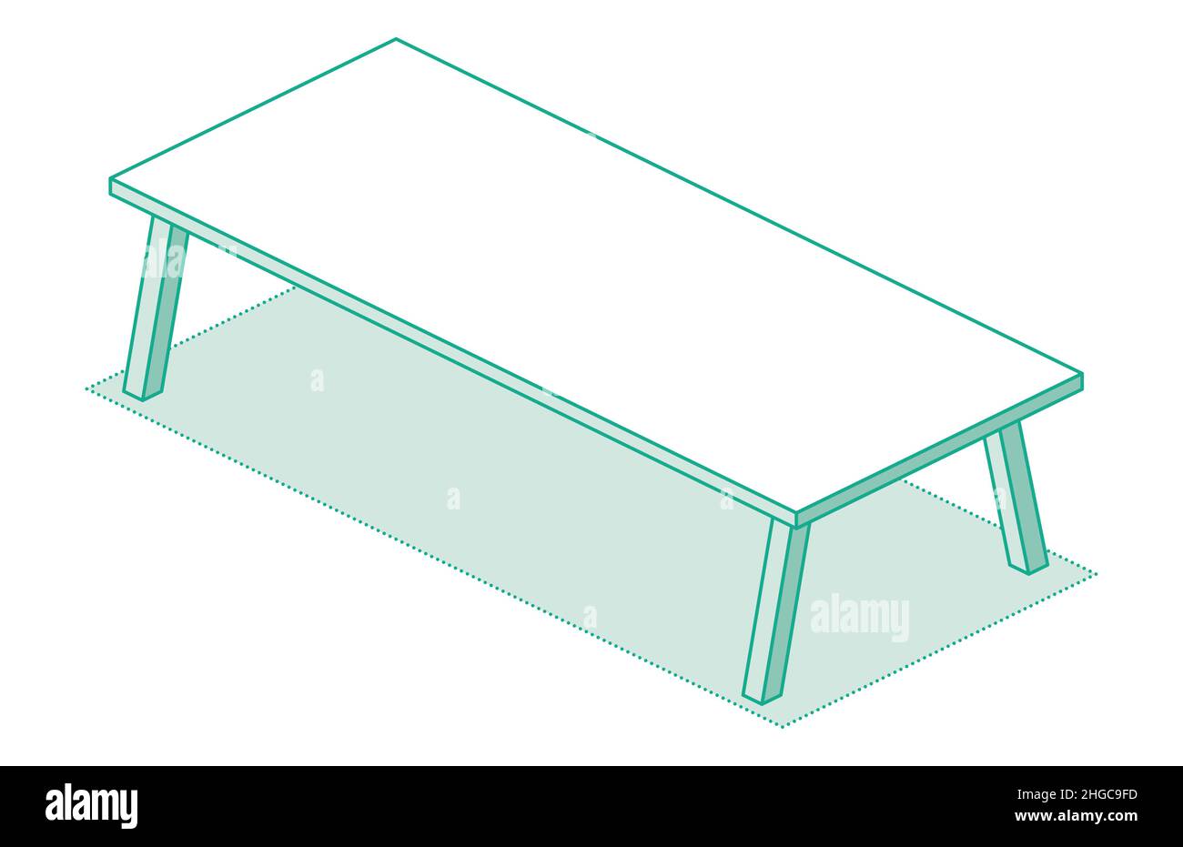 Modern Office Table with Four Legs. Empty Desk. Isometric Concept ...