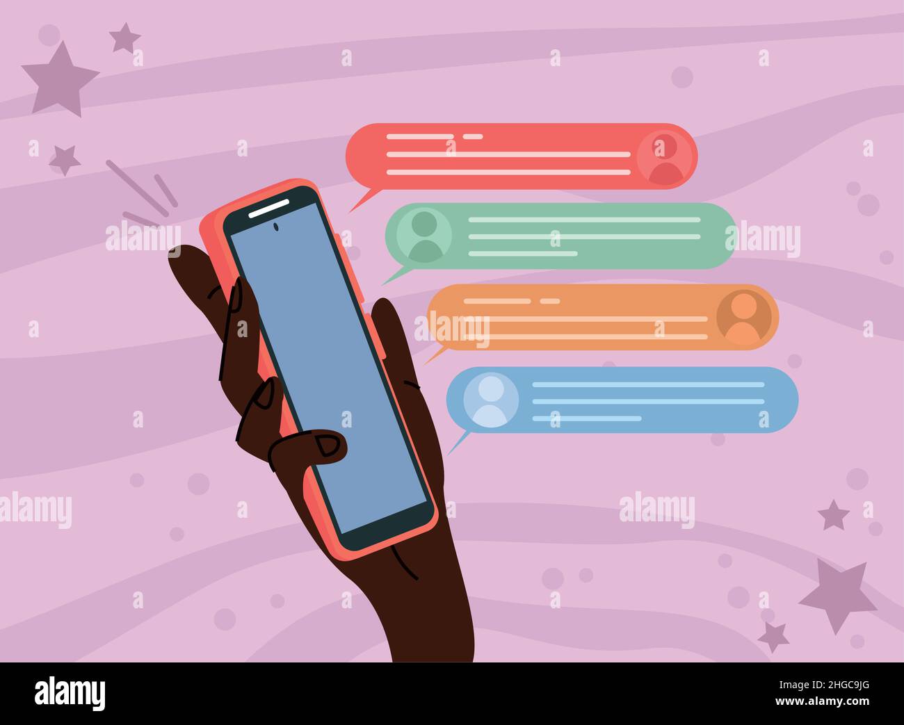 afro hand chatting in smartphone Stock Vector Image & Art - Alamy