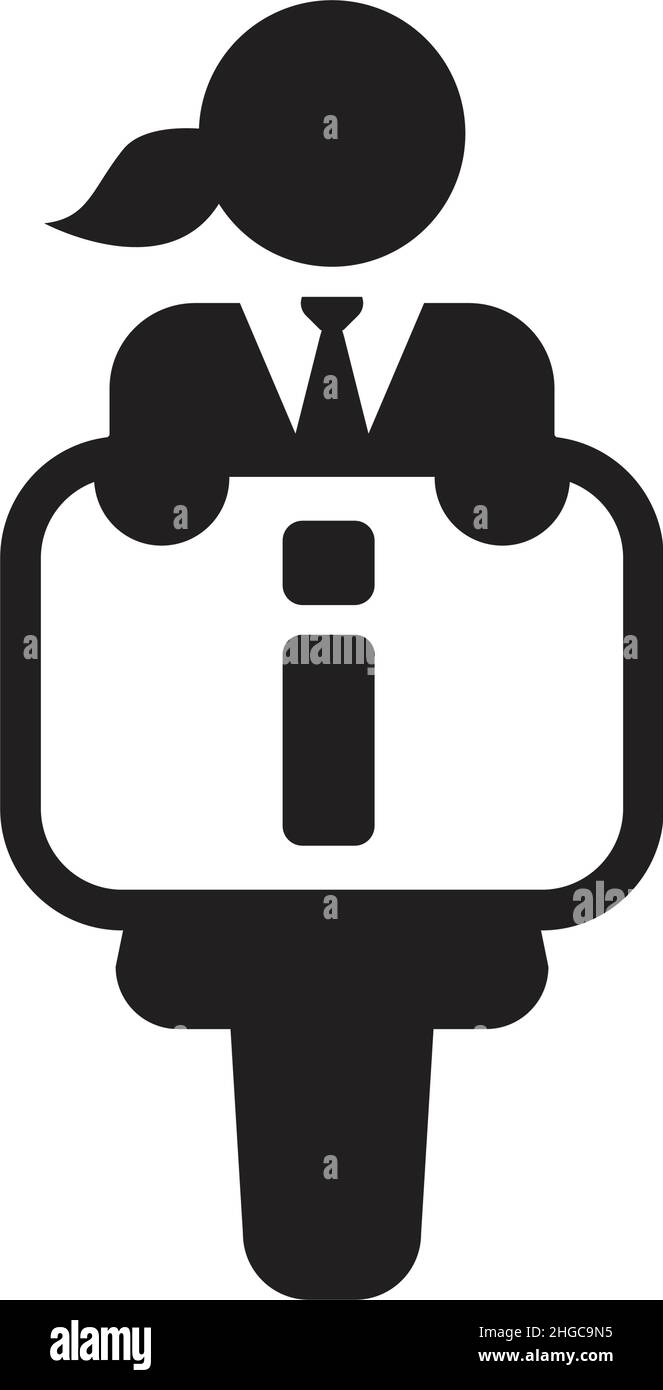 Business icon vector, female person with info symbol on board for ...
