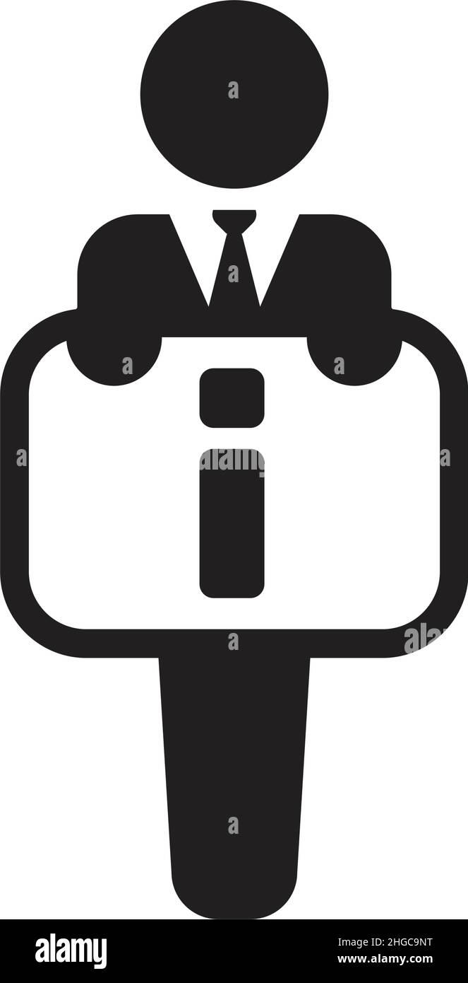 Business icon vector, male person with info symbol on board for ...