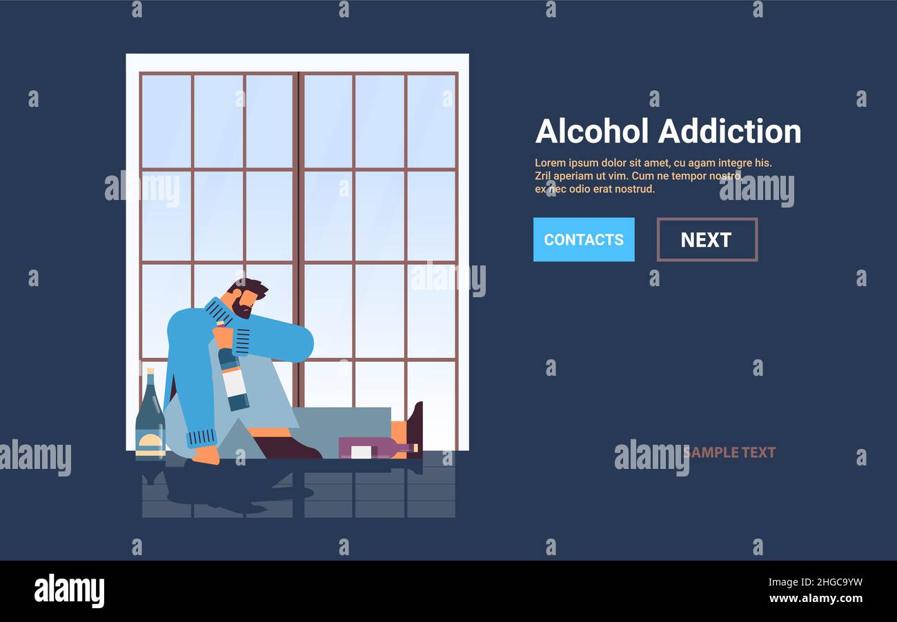 unhappy sad man drinker with bottles alcoholic drinking alone depressed ...