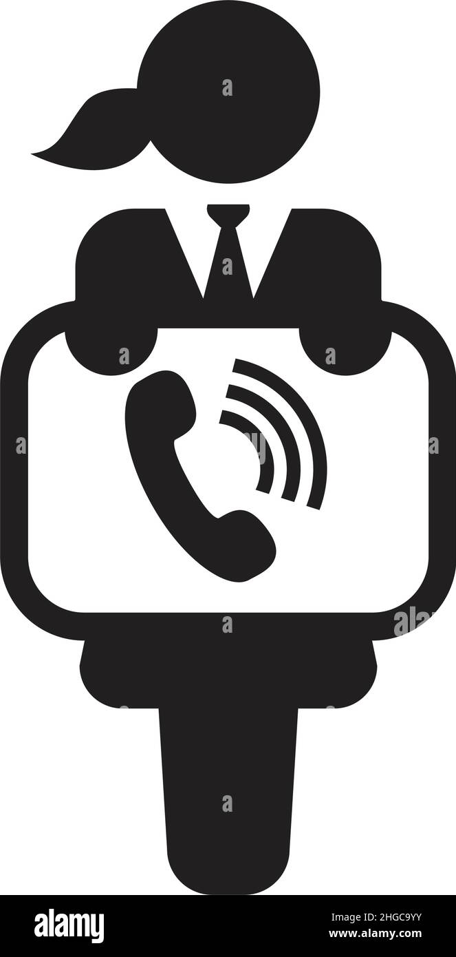 Business icon vector, female person with phone symbol on board for ...