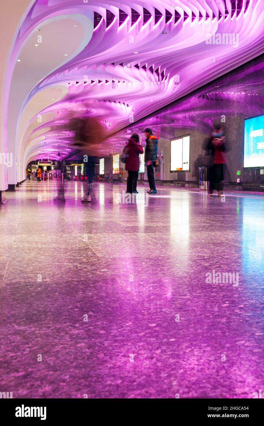 Modern architecture of the newly opened Line 14 part of the Yuyuan ...