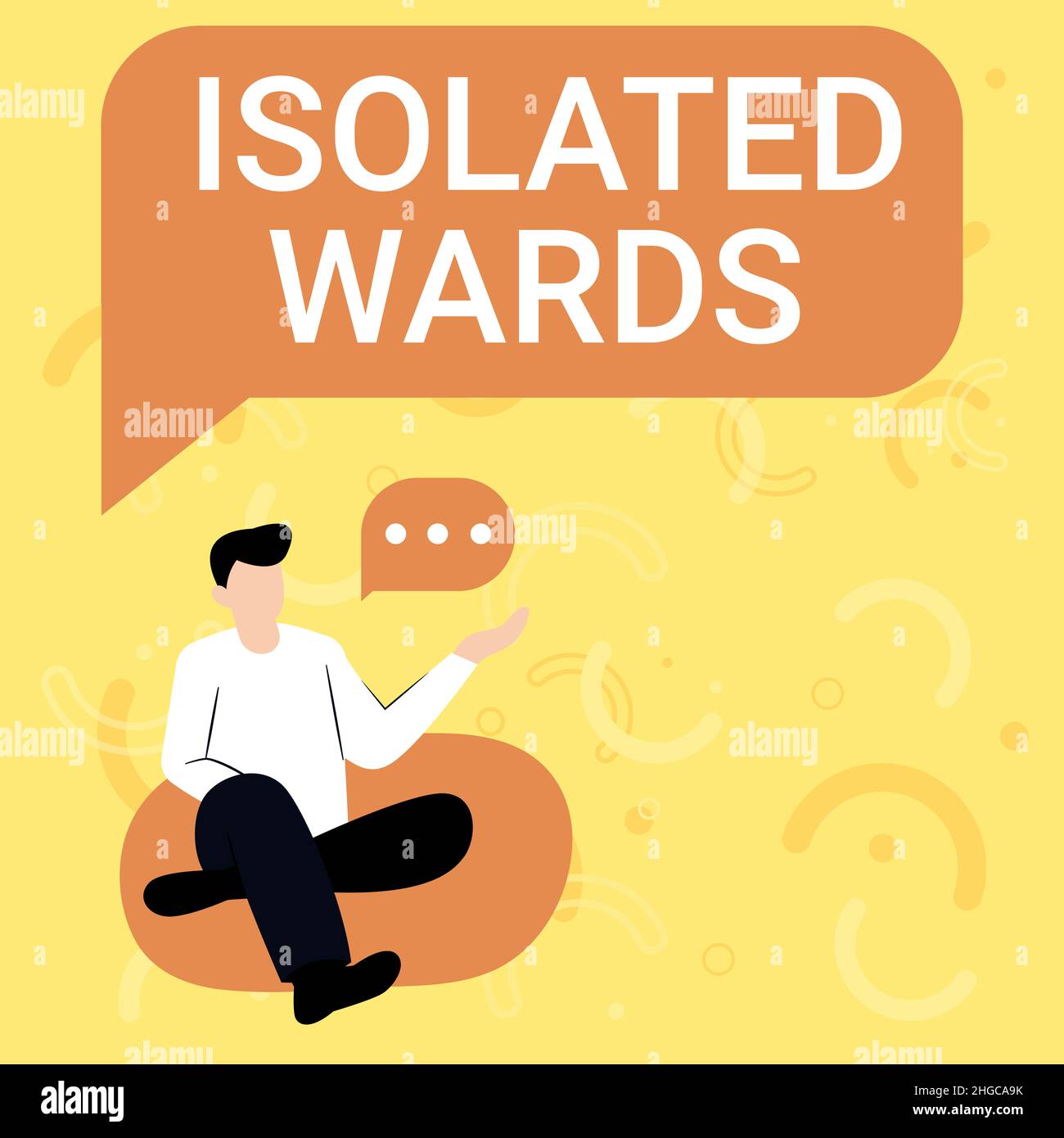 Text sign showing Isolated Wards. Concept meaning far away from places ...