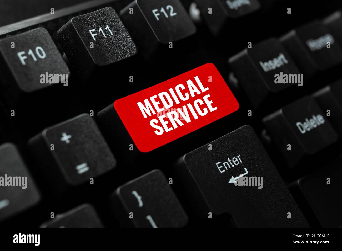Hand writing sign Medical Service. Concept meaning care and treatment ...
