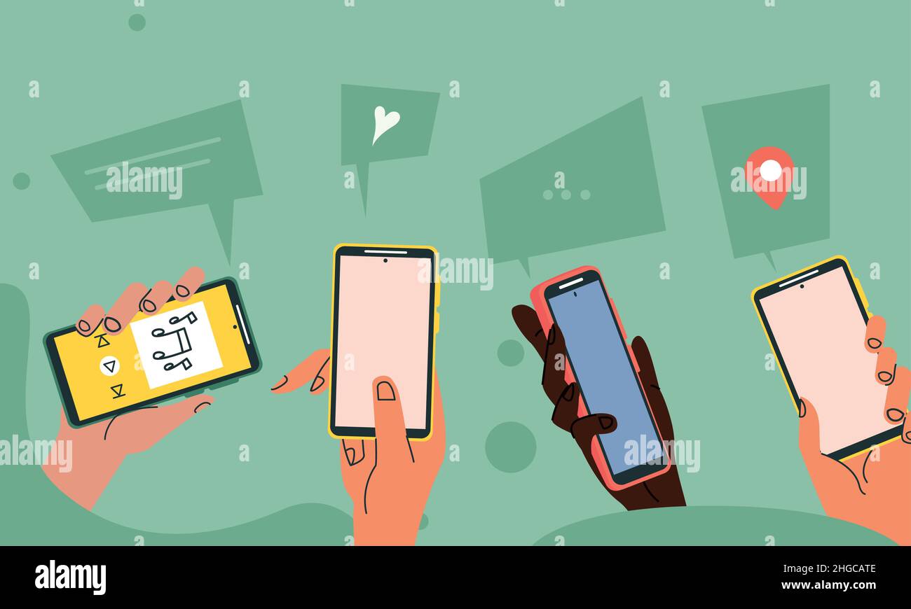 four smartphones devices technology Stock Vector Image & Art - Alamy