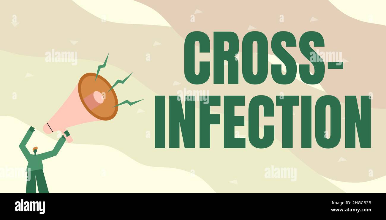 Hand writing sign Cross Infection. Conceptual photo diseasecausing ...