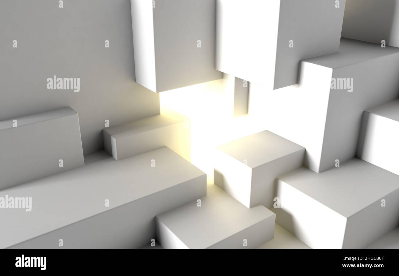 Abstract architectural background with cube construction or stage and ...