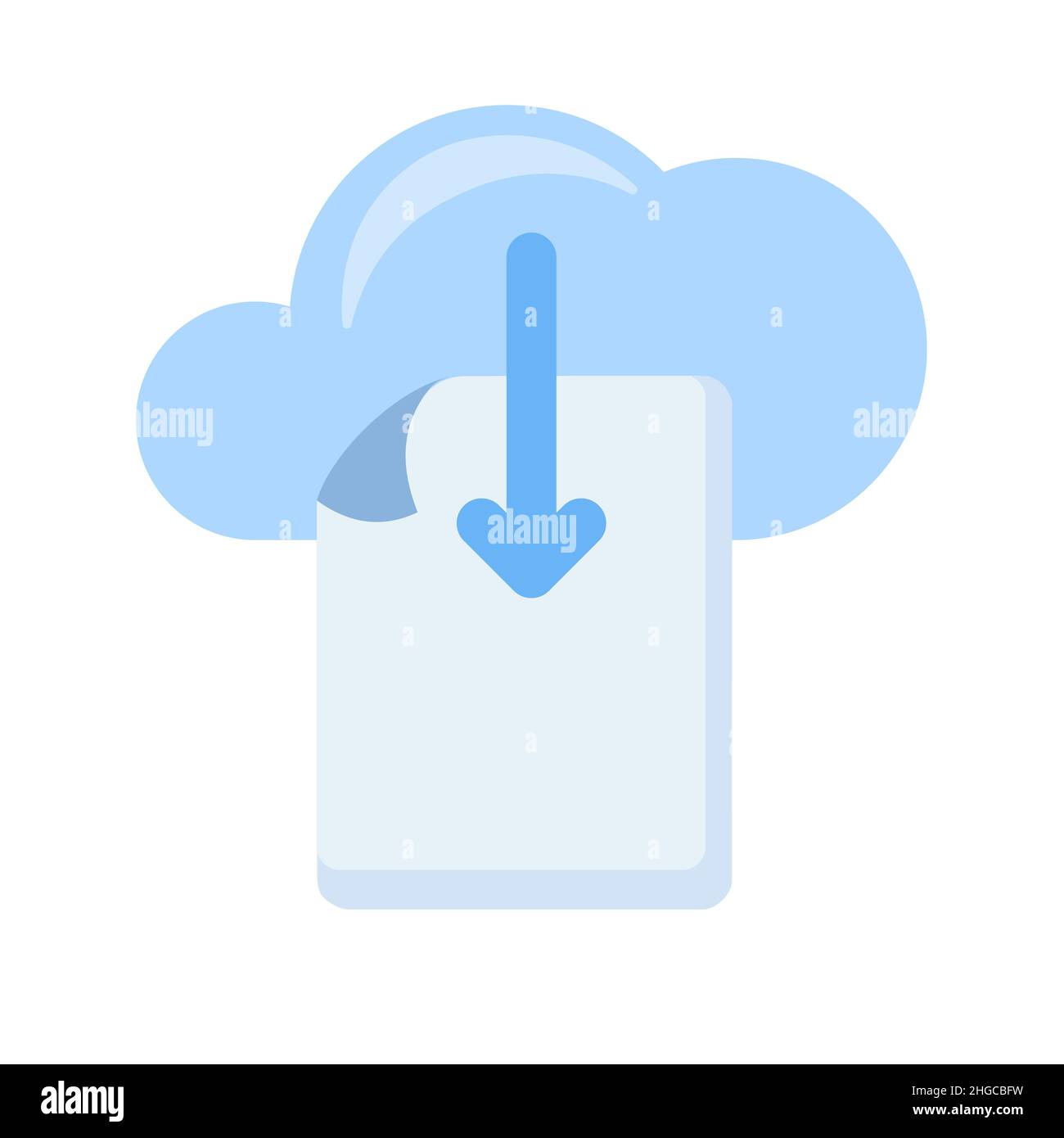 download document file paper page cloud single isolated icon with flat style vector illustration ...