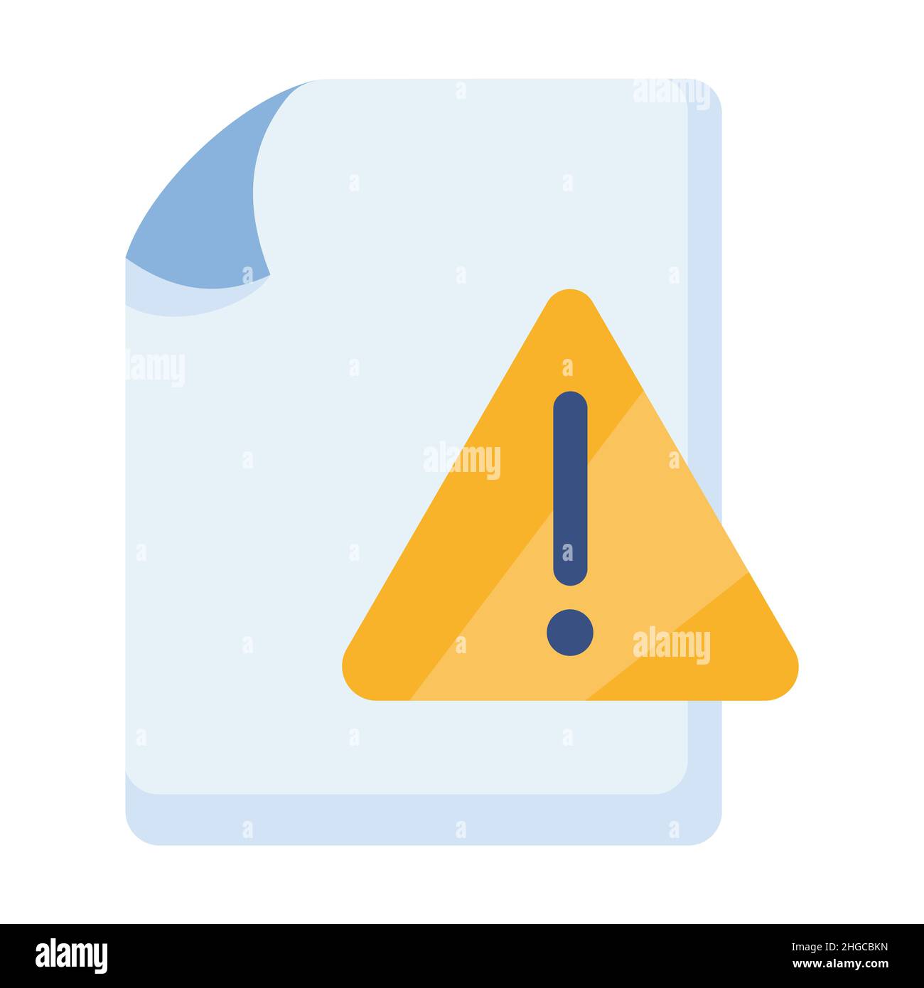 error document file paper page warning exclamation single isolated icon ...
