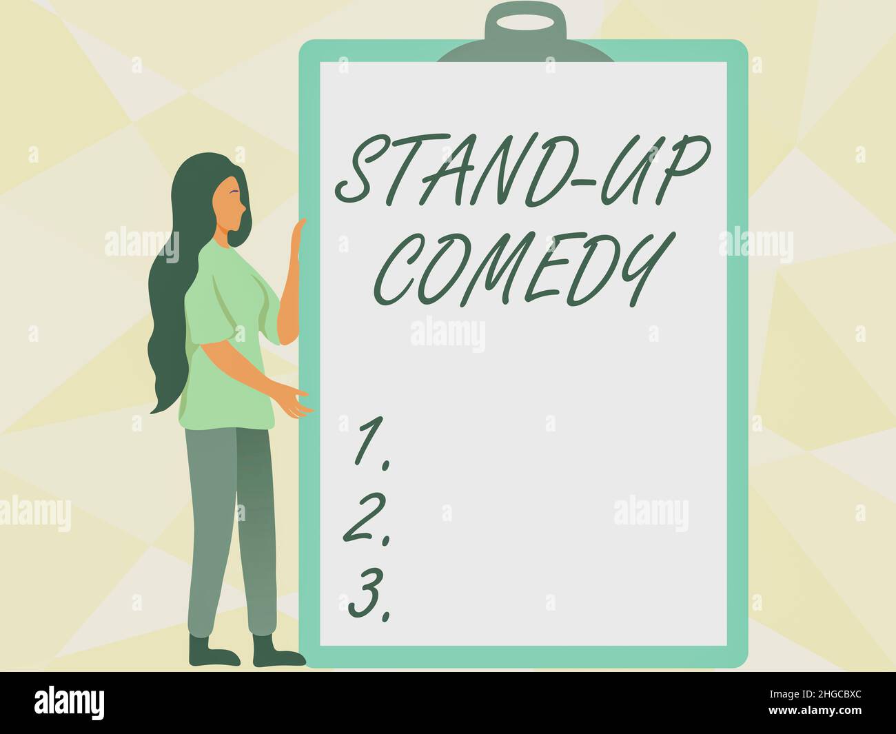 Handwriting text Stand up Comedy. Concept meaning a comic style where a ...