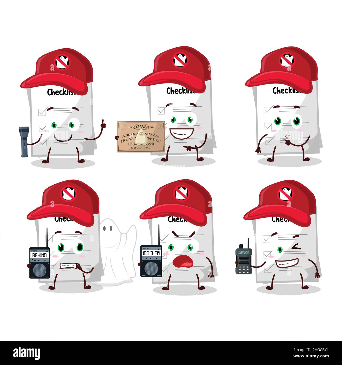 Ghost hunter cartoon paper sheet character using camera. Vector ...