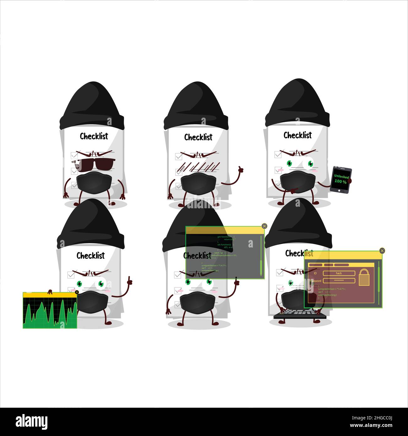 A Hacker paper sheet character mascot with. Vector illustration Stock ...