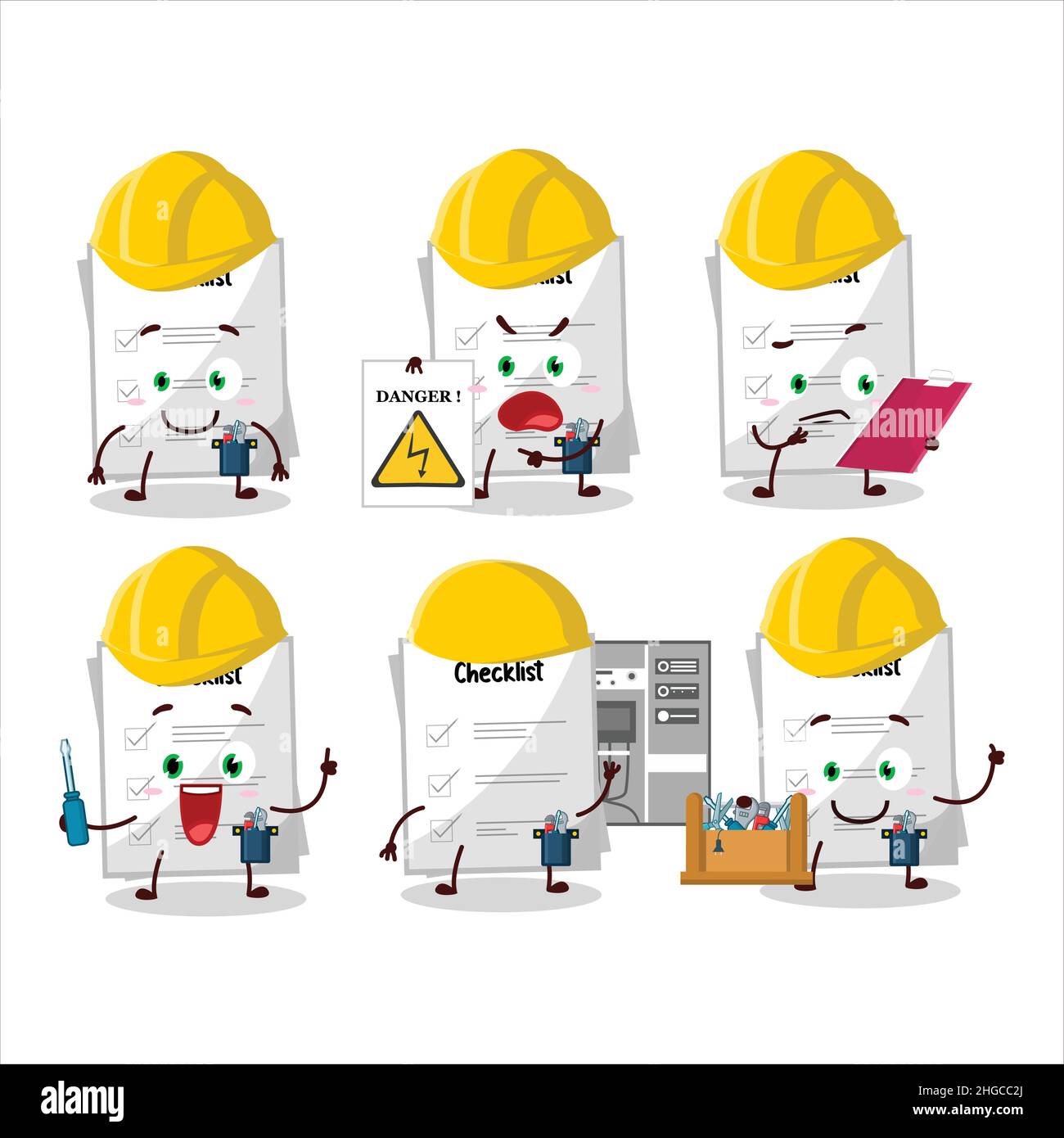 Professional Lineman paper sheet cartoon character with tools. Vector ...