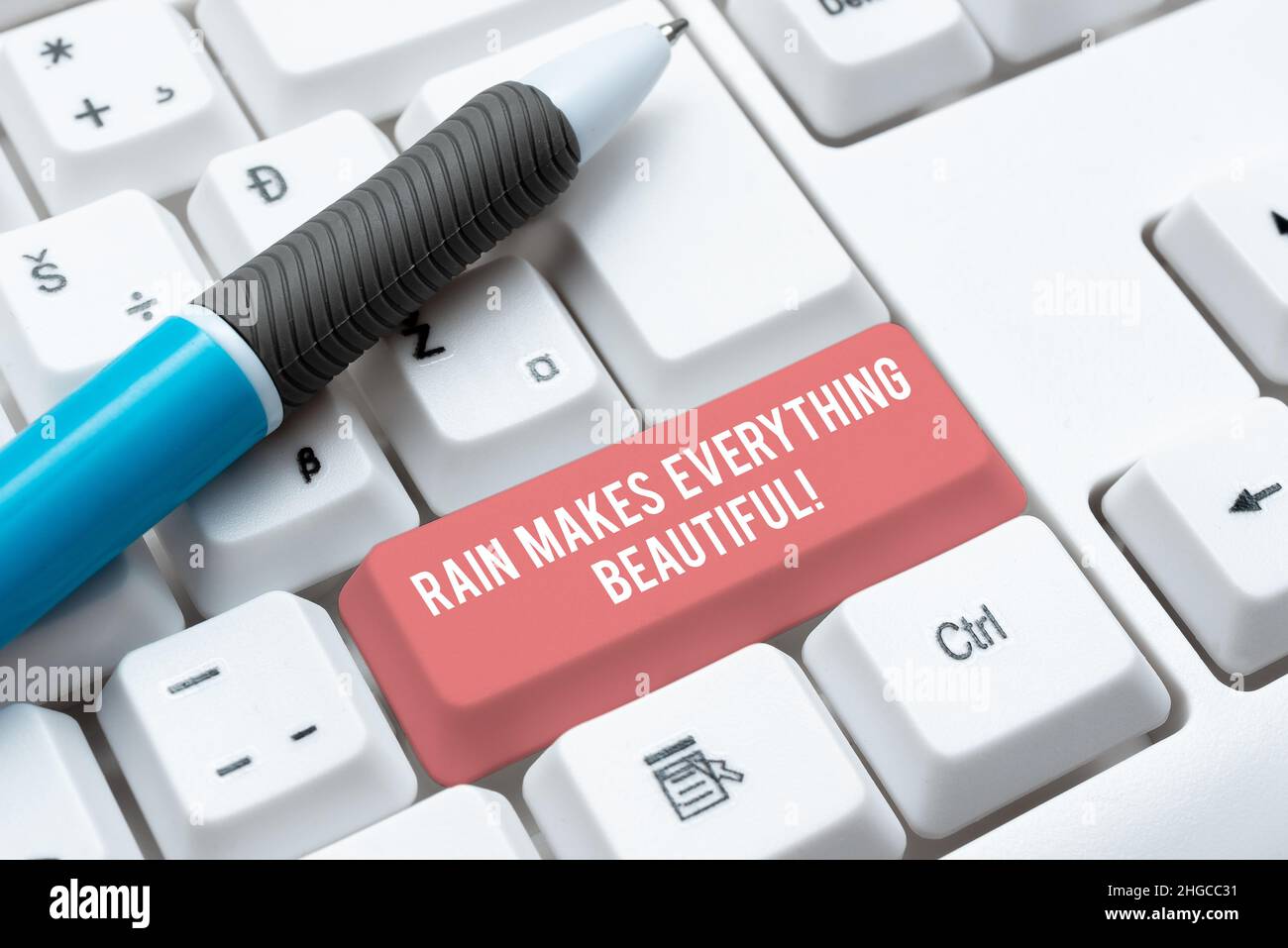Hand writing sign Rain Makes Everything Beautiful. Business approach ...