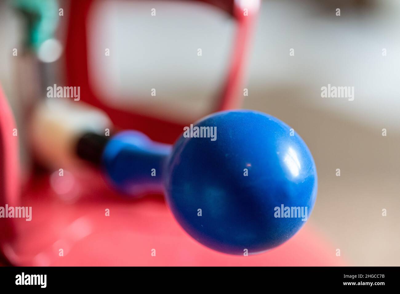 Selective focus on edge of an inflatable balloon attached to a helium ...