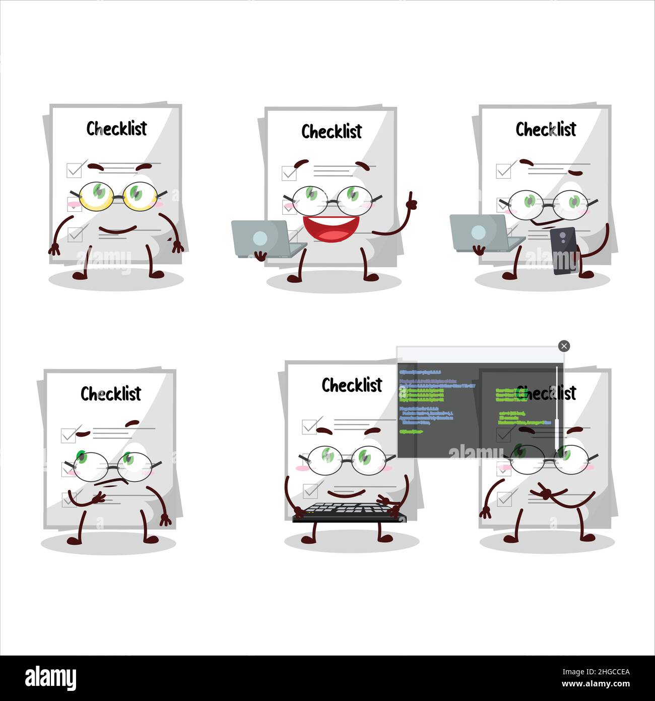 Paper sheet Programmer cute cartoon character with. Vector illustration ...