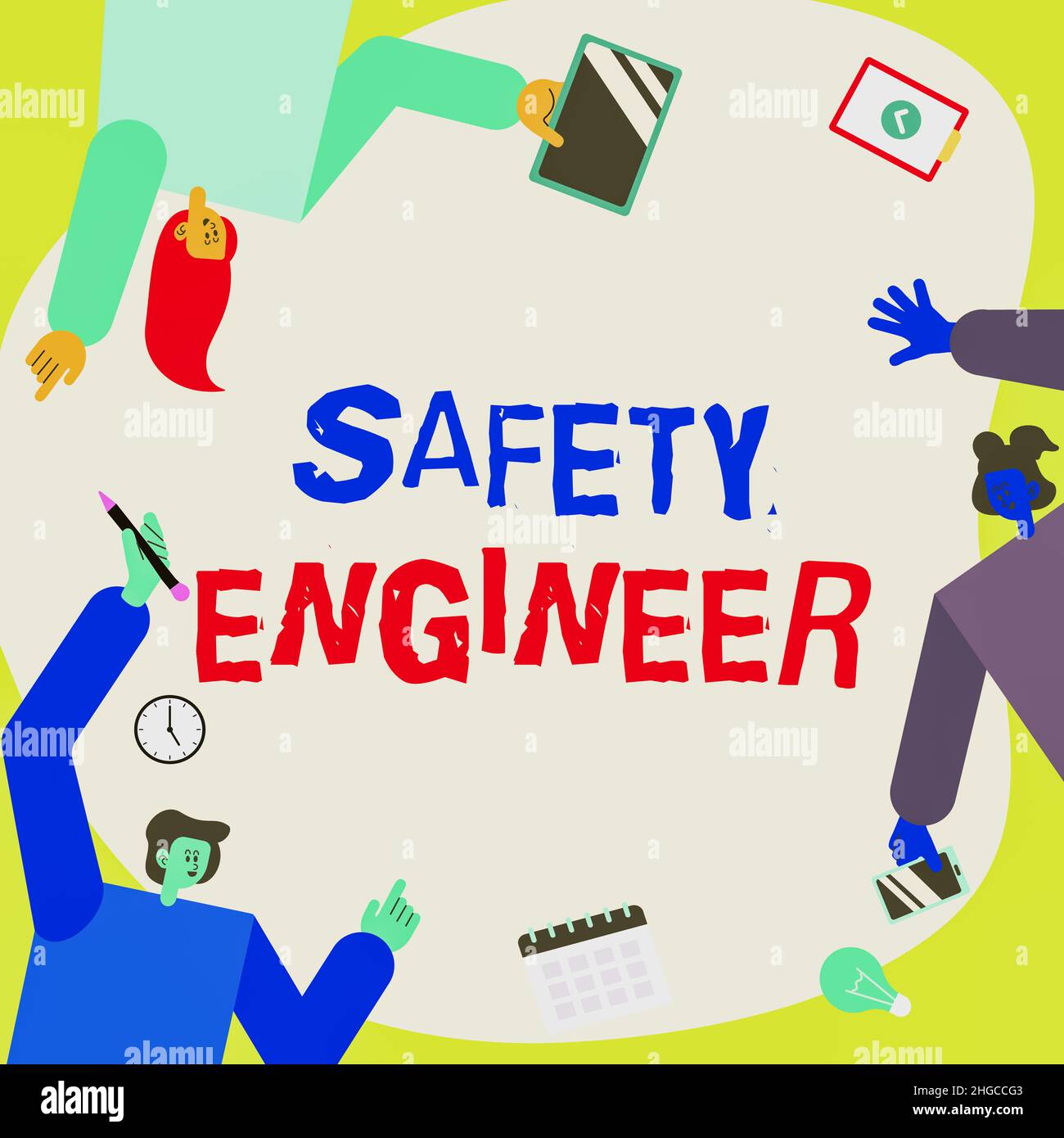 Hand writing sign Safety Engineer. Business overview person who ...