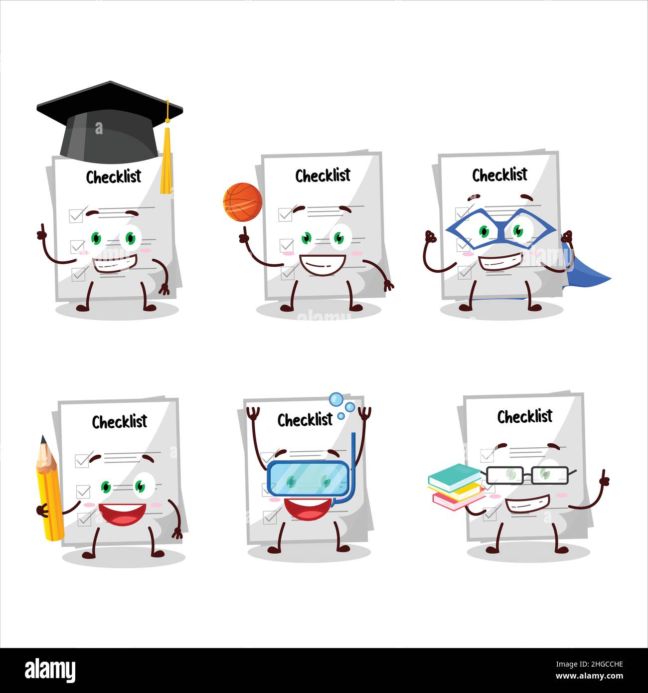 School student of paper sheet cartoon character with various ...