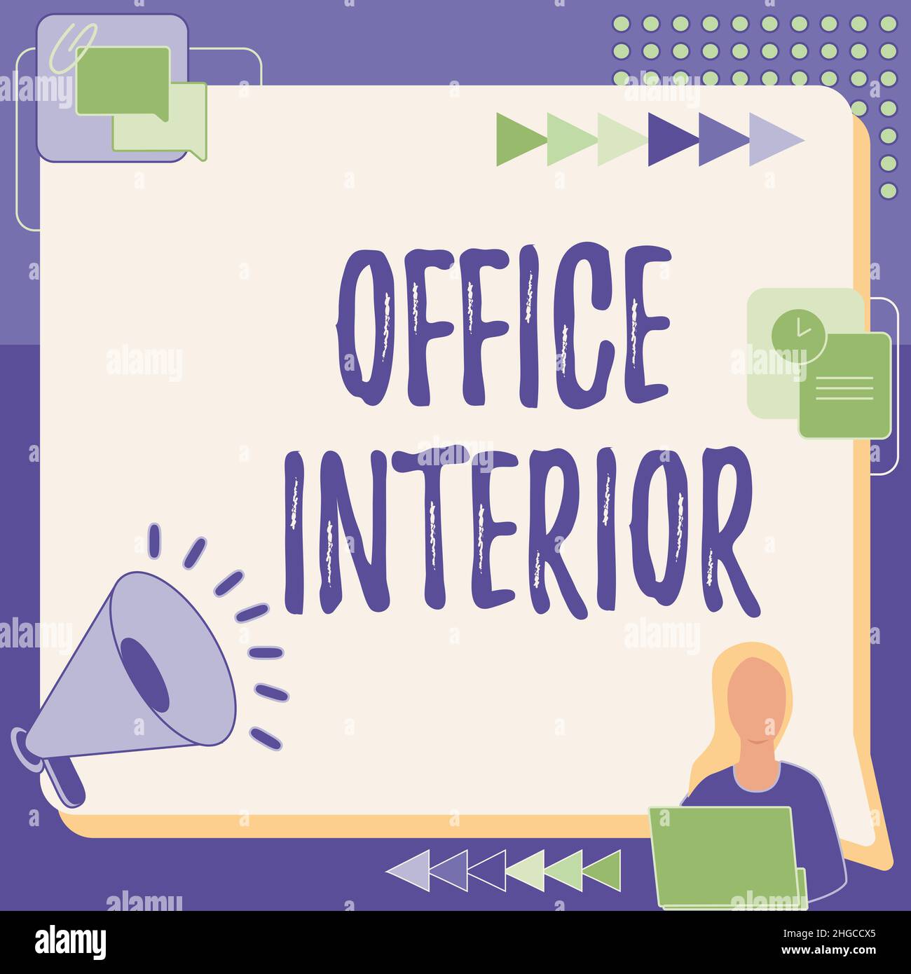 Text showing inspiration Office Interior. Word for making indoor spaces ...