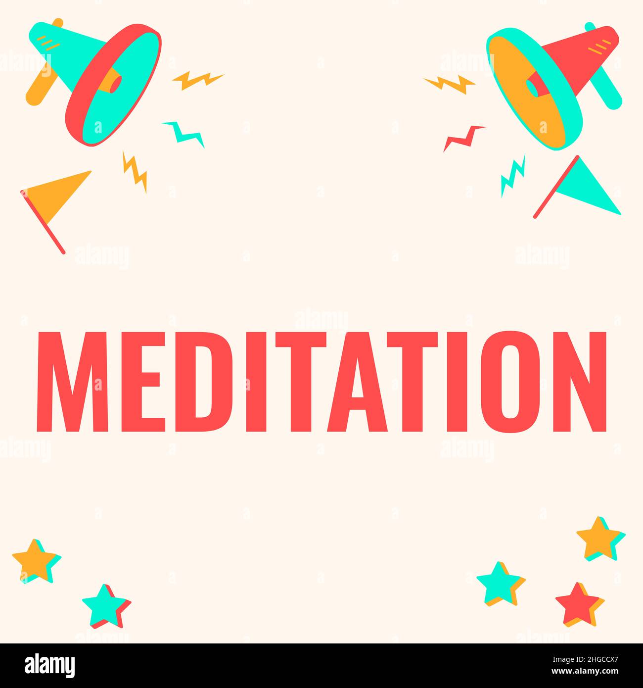 Hand writing sign Meditation. Business overview achieve a mentally ...