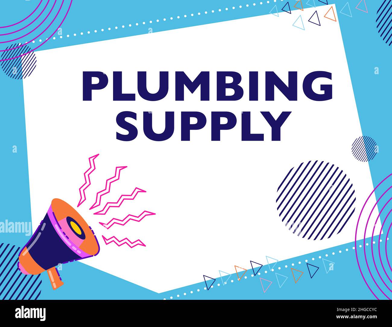 Hand writing sign Plumbing Supply. Business showcase tubes or pipes ...