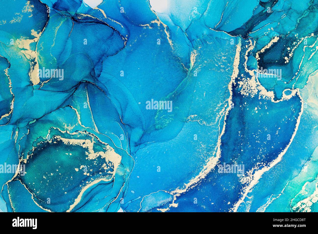 Alcohol ink painting with gold Stock Photo - Alamy