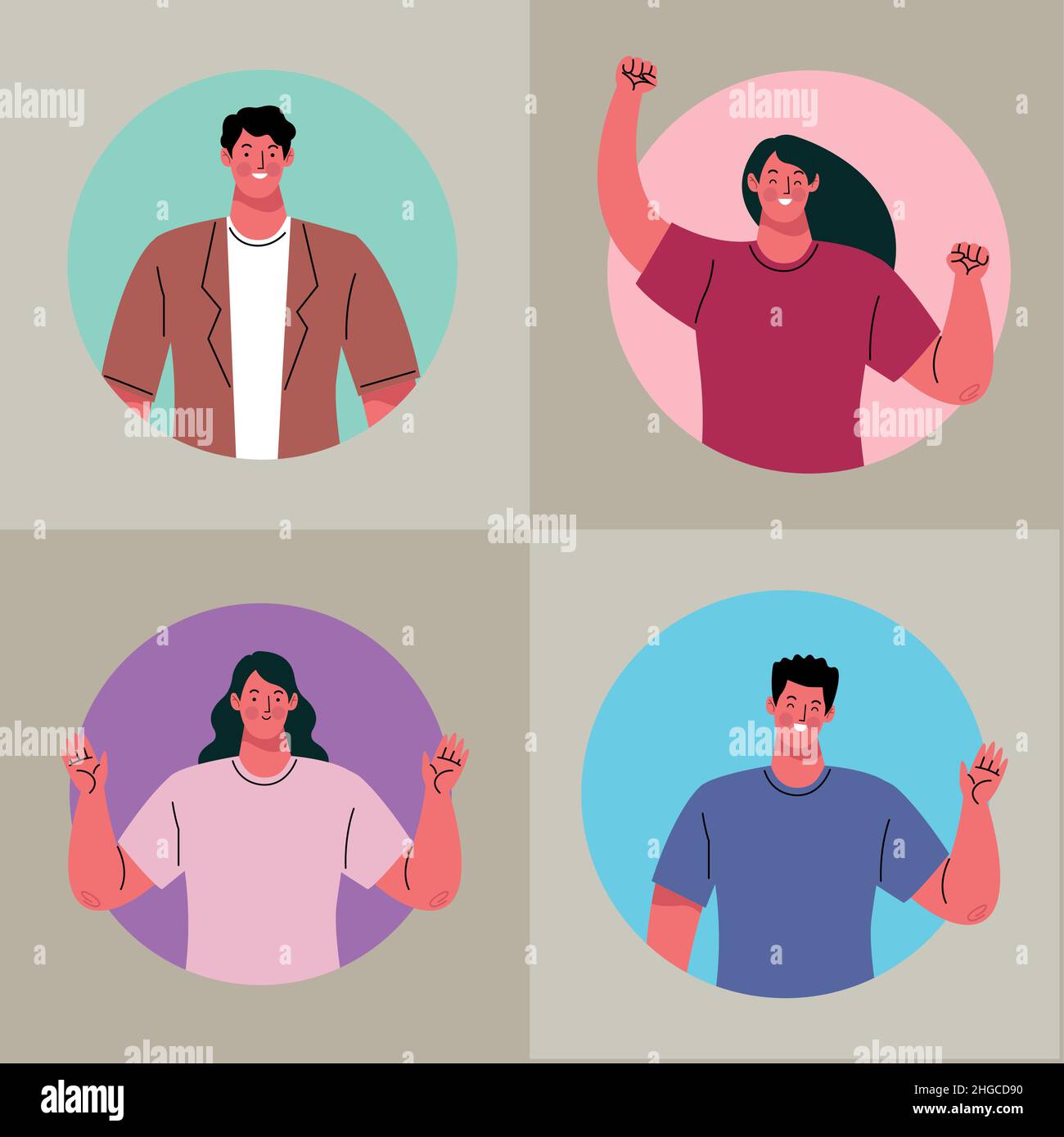 four young persons characters Stock Vector Image & Art - Alamy