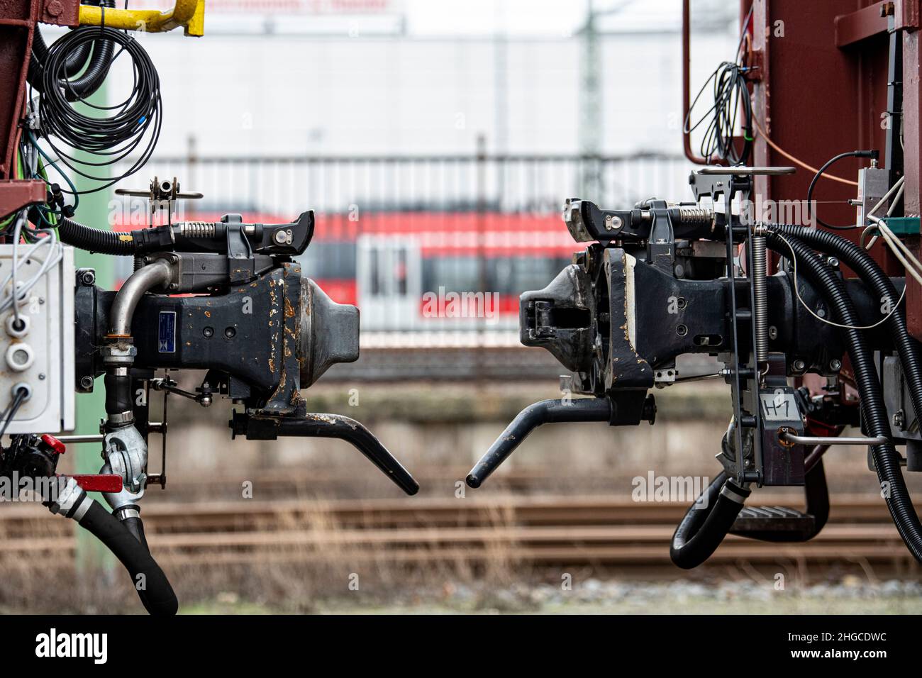 Berlin, Germany. 19th Jan, 2022. The automatic coupler couples two ...