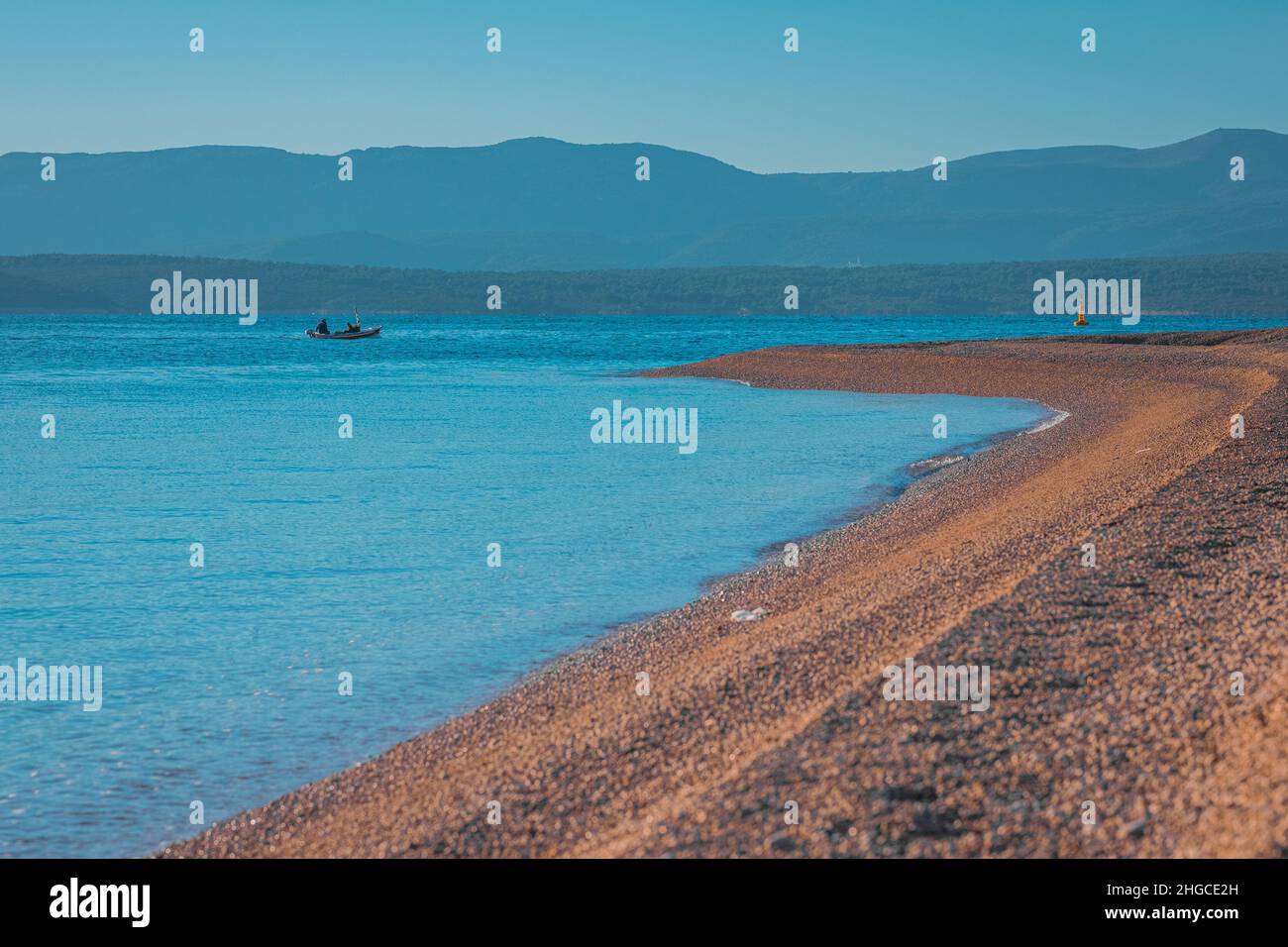 Morning view of Zlatni Rat cape on Brac island in Croatia. Magical and ...