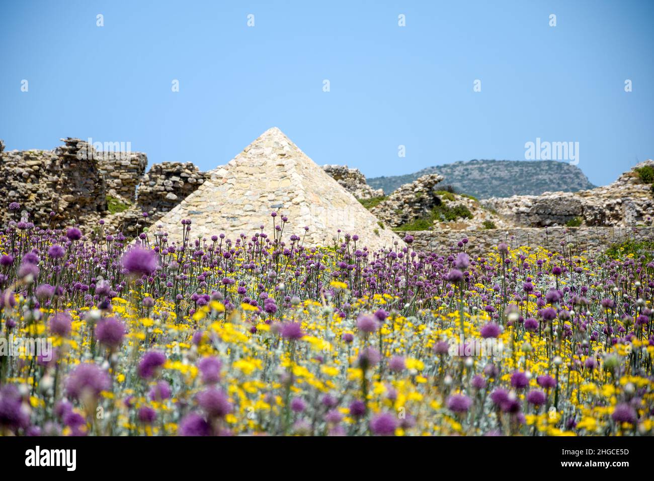 Pyramid shaped building inside Methoni Castle, Greece Stock Photo - Alamy