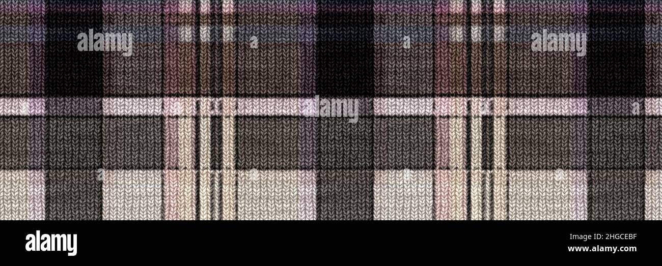 Classic winter tartan knit wool plaid seamless edging border. Retro ...
