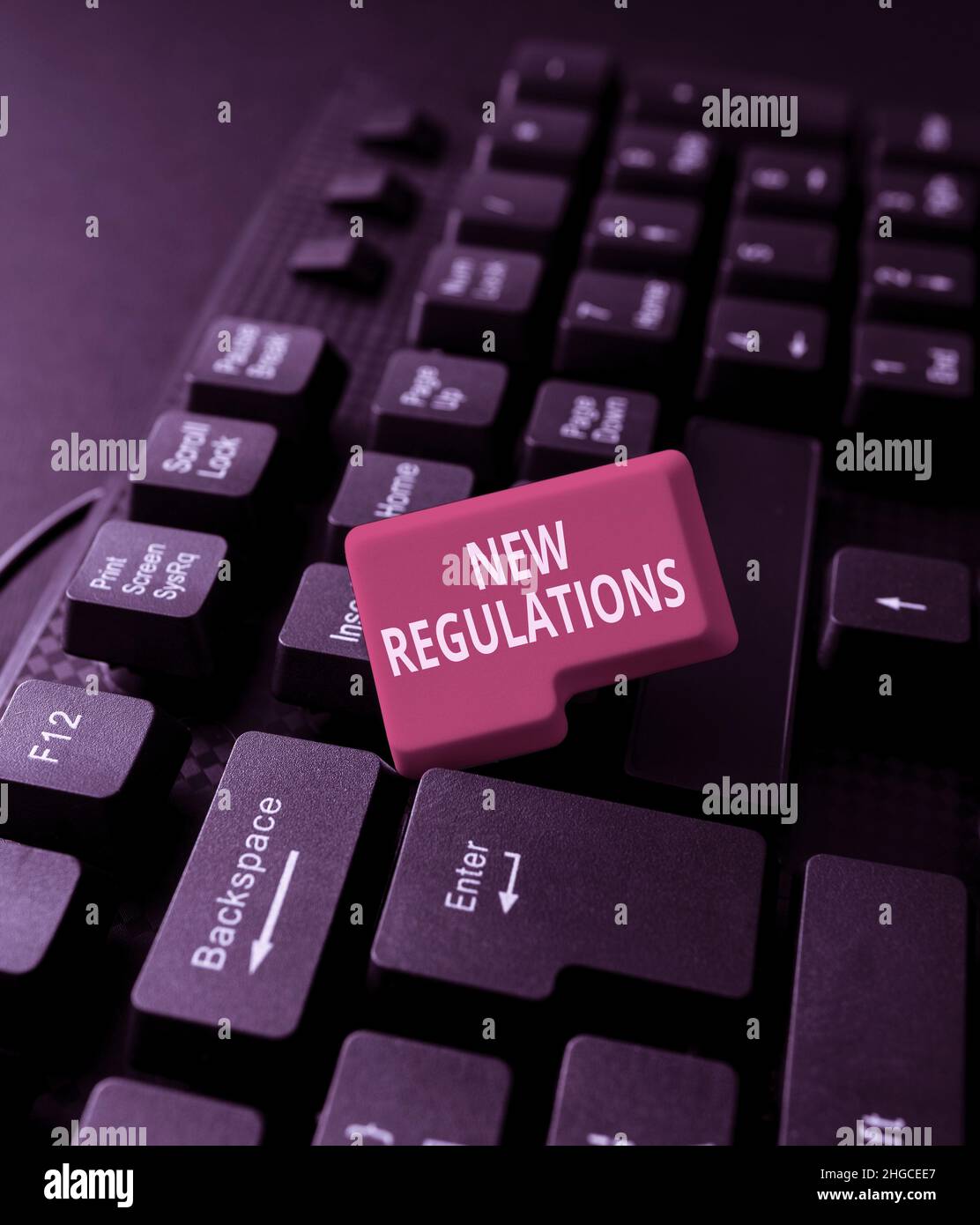 Sign displaying New Regulations. Internet Concept rules made by a ...