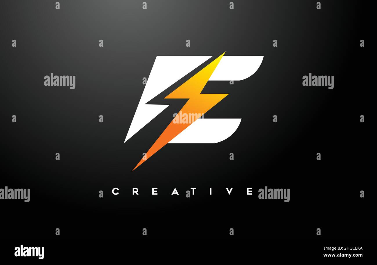 E letter Logo Design With thunderbold sign icon Vector. Stilized Modern ...